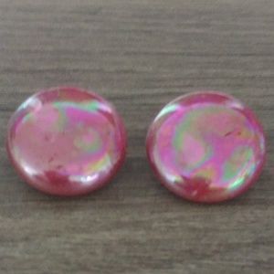 Jewelry | Vintage Pink Iridescent Button Clip On Earrings | Poshmark